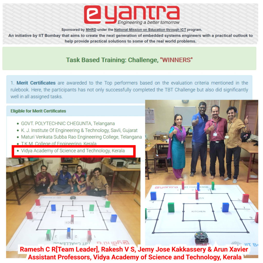 Vidya’s team gets appreciation from IIT Bombay for its performance in e-Yantra | News & Events