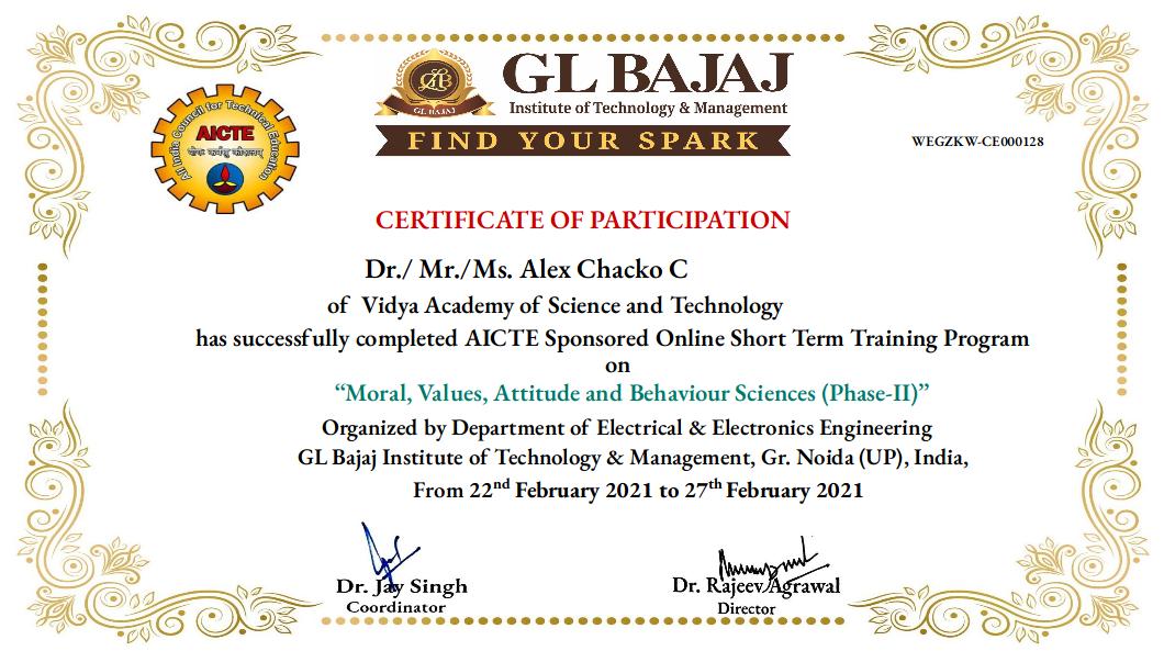 ME faculty member participates in AICTE sponsored STTP | News & Events