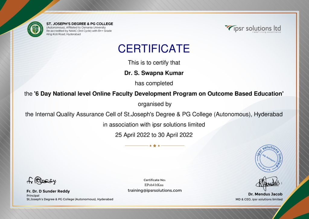 ECE HoD attends 6-day national FDP on outcome based education | News ...